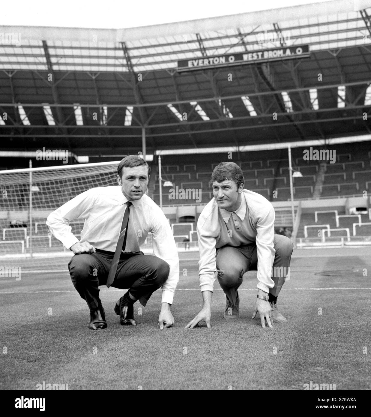 West Bromwich Albion forward Jeff Astle (l) and full-back Graham ...