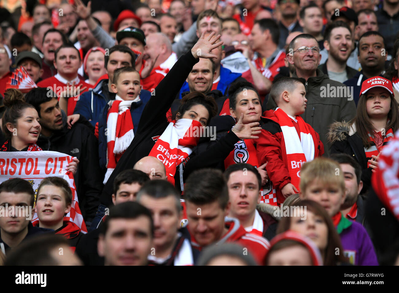 Bristol City fans show their support in the stands at Wembley Stadium ...