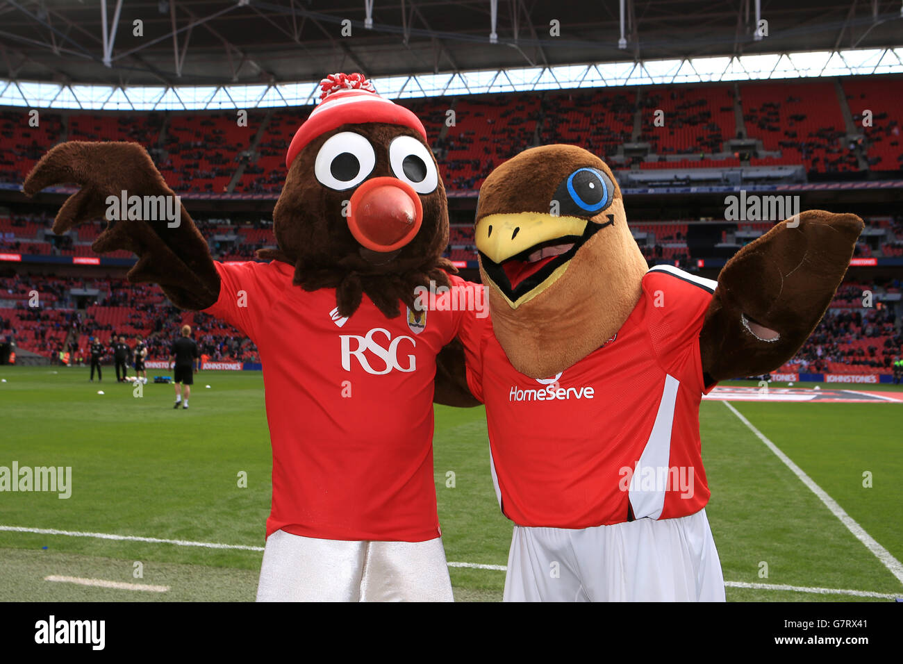 The two mascots scrumpy swifty pose for photo the game hi-res stock ...