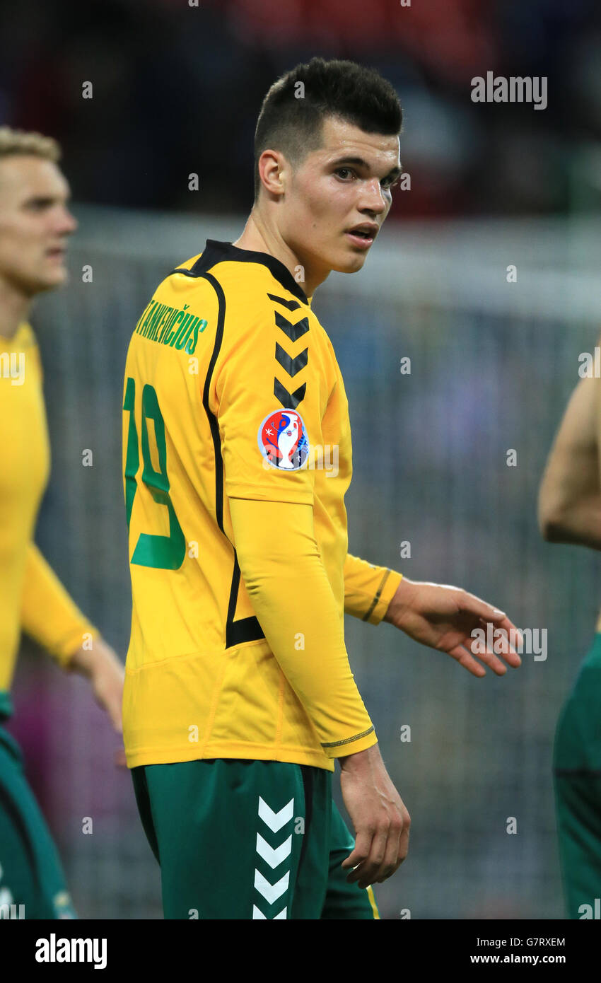 Lithuania's Simonas Stankevicius in action against England Stock Photo ...