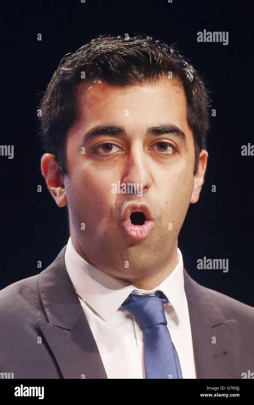 Humza Yousaf speaking during the SNP conference at the SECC in Glasgow ...