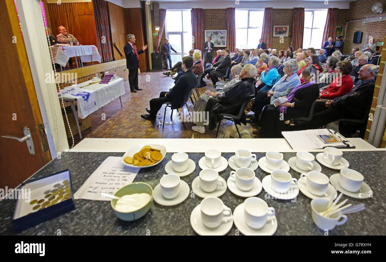 Ukip leader Nigel Farage speaks at Cliffsend Village Hall in Cliffsend ...