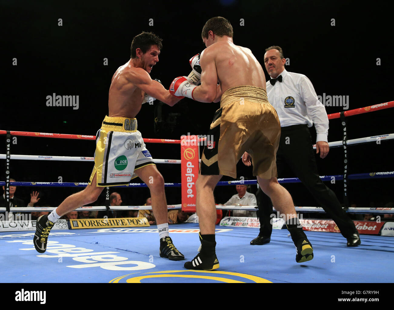 Gavin McDonnell (left) and Oleksandr Yegorov in action during the ...