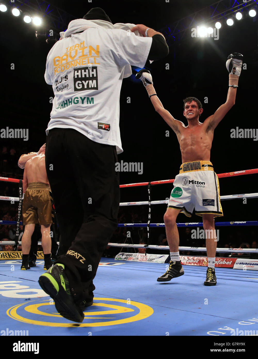 Gavin McDonnell reacts at the end of his bout with Oleksandr Yegorov ...