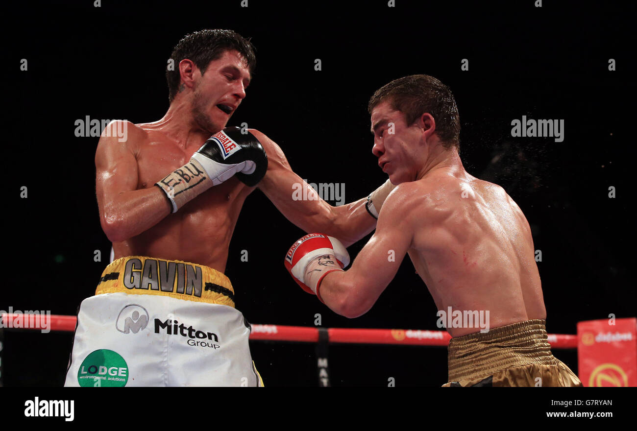 Gavin McDonnell (left) and Oleksandr Yegorov in action during the ...