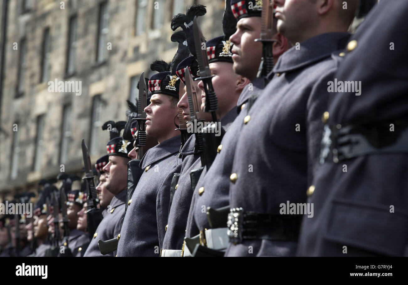 Soldiers taking part in a ceremony for the summoning of a new ...
