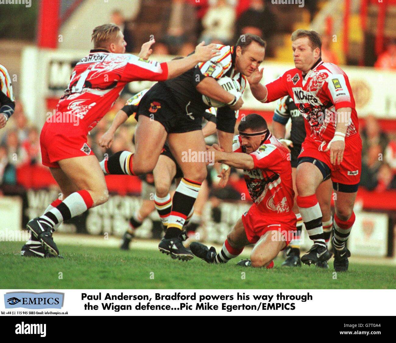 Paul Anderson, Bradford powers his way through the Wigan defence Stock ...