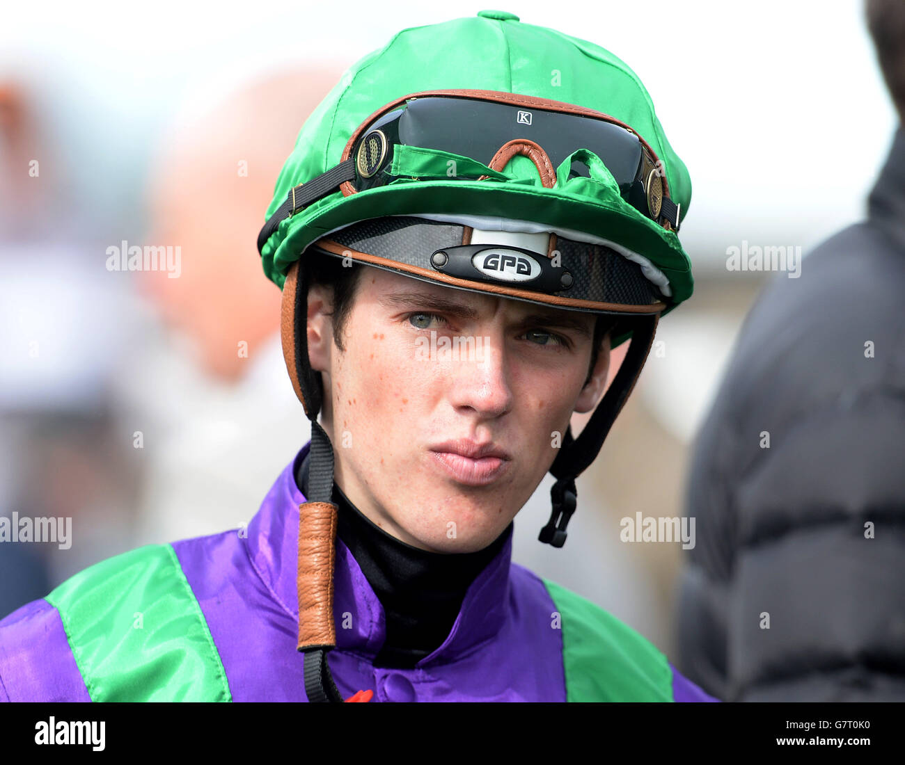 Jockey george downing at doncaster racecourse hi-res stock photography ...