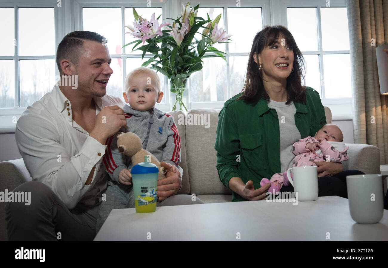 Samantha Cameron with seven week old Regan as she meets her father ...