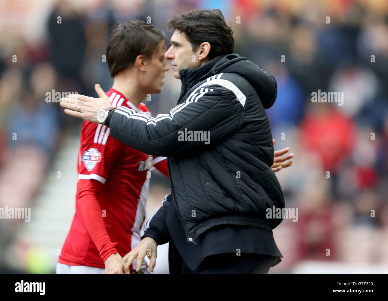 Middlesbrough's manager Aitor Karanka and Middlesbrough's Jelle Vossen ...