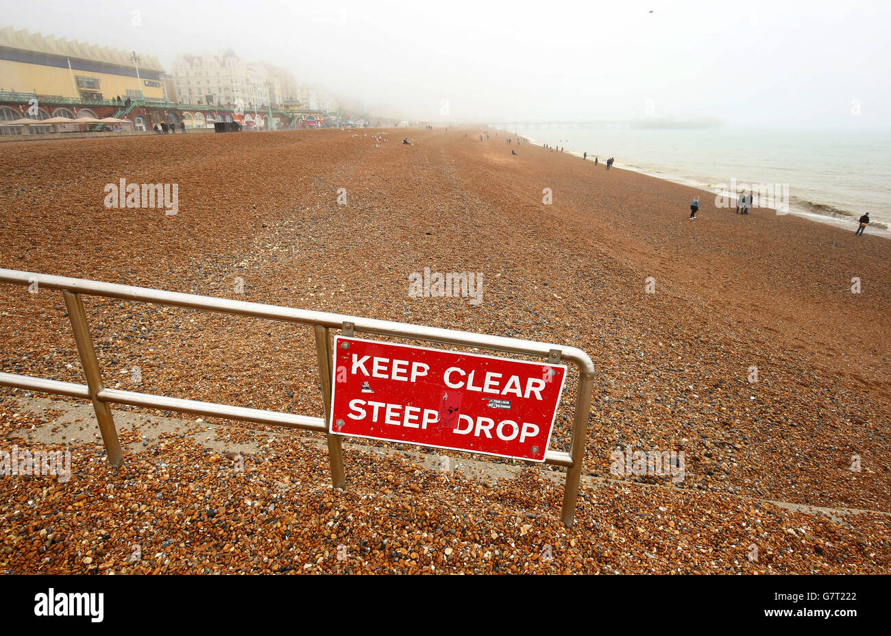 An empty beach in Brighton, East Sussex, as bad weather is predicted to ...