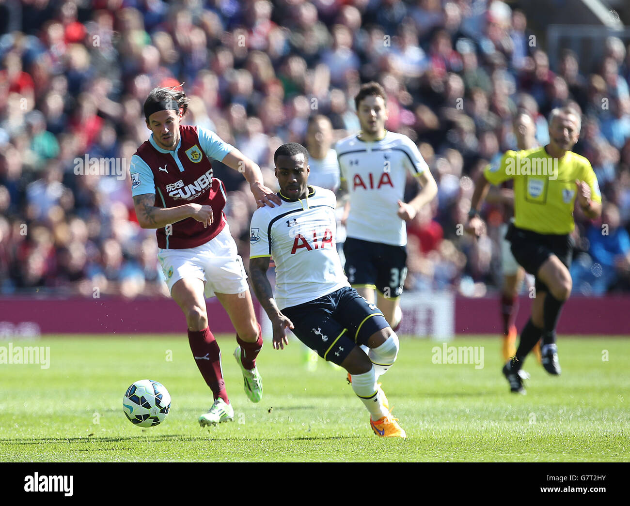 Burnley's George Boyd (left) and Tottenham Hotspur's Danny Rose (right ...
