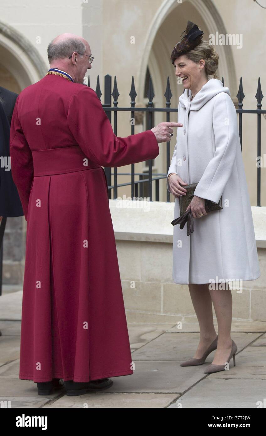 The Countess of Wessex speaks with the Rt Revd David Conner after ...