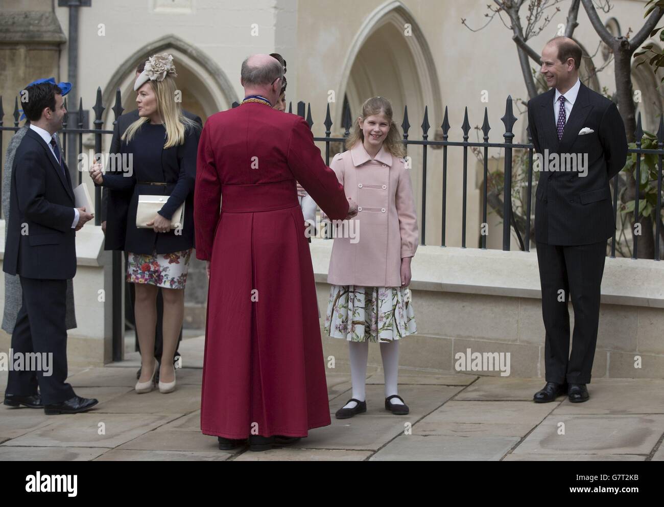 Lady Louise Windsor shakes hands with the Rt Revd David Conner as the ...
