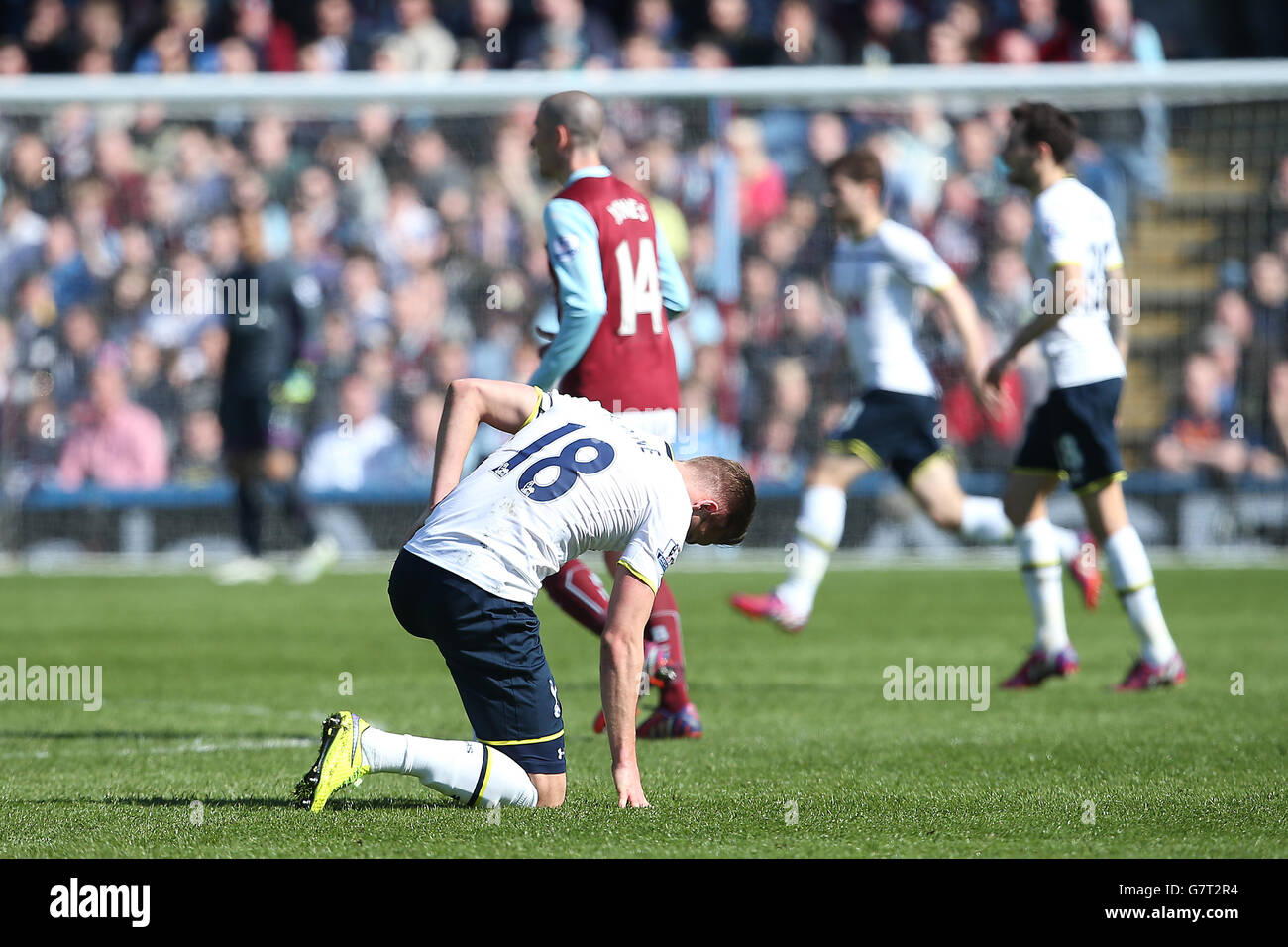 Tottenham Hotspur's Harry Kane picks himself up from the floor during ...