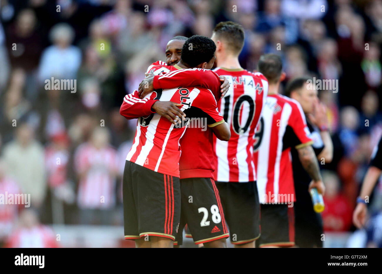 Sunderland's Patrick van Aanholt and Jermain Defoe celebrates at the ...