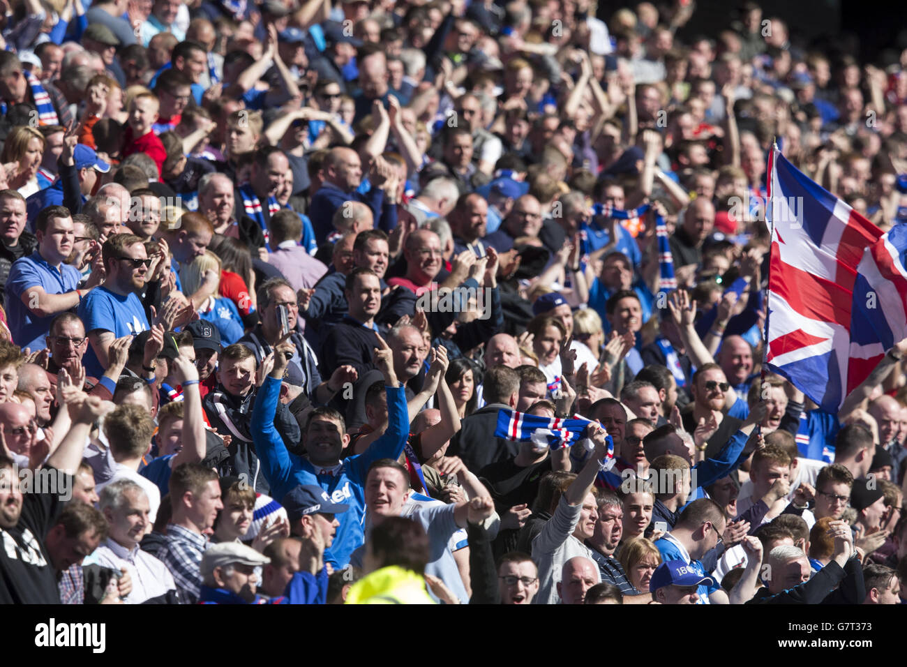 Rangers fans during the Scottish Championship match at Ibrox Stadium ...