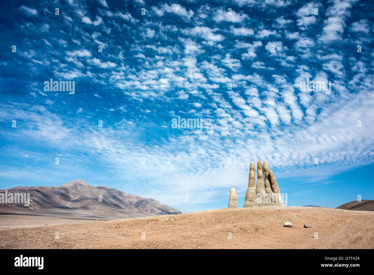 Hand Sculpture, the symbol of Atacama Desert in Chile Stock Photo - Alamy