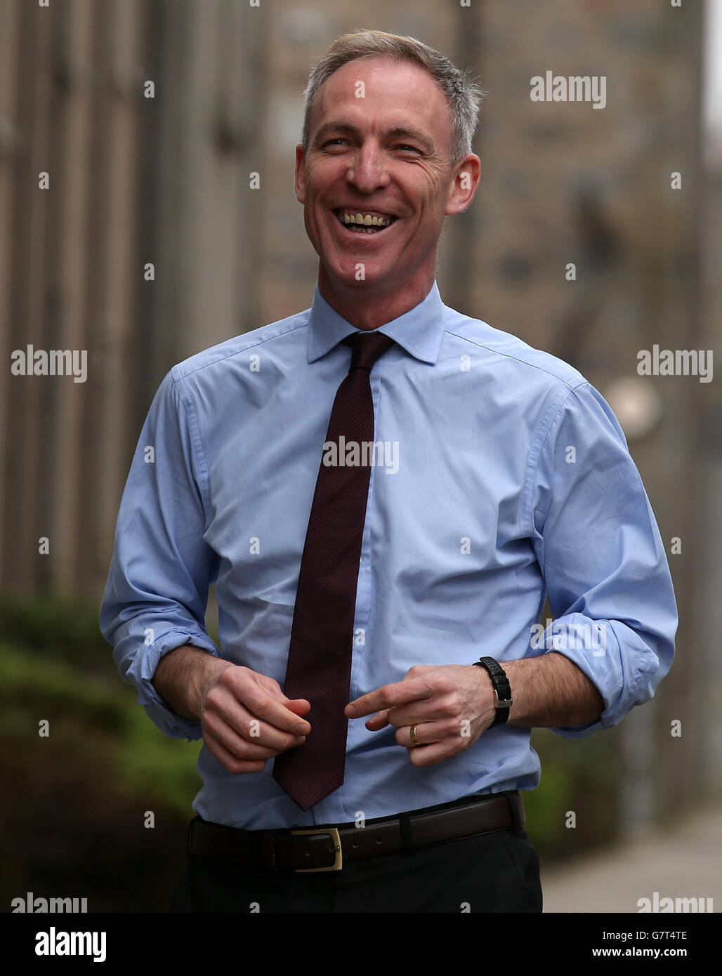 Scottish Labour leader Jim Murphy arrives at the Aberdeen Foyer where ...