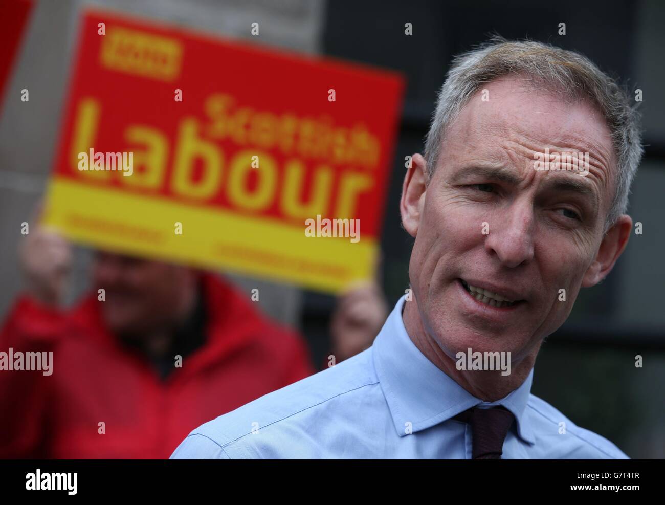 Scottish Labour leader Jim Murphy arrives at the Aberdeen Foyer where ...