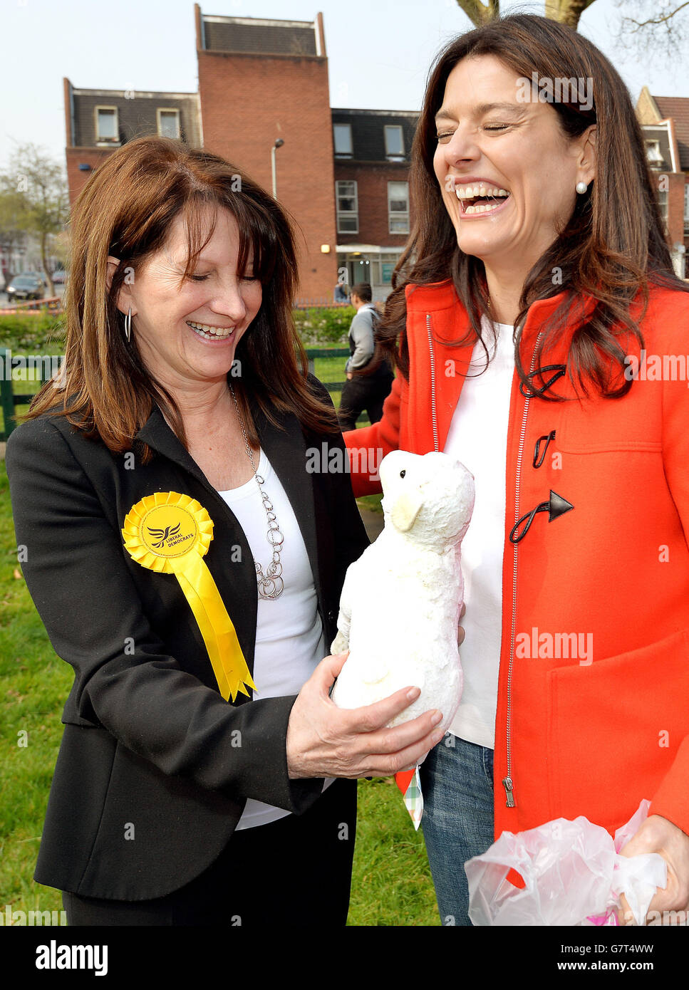 Miriam Clegg the wife of Liberal Democrats leader Nick Clegg, gives a ...