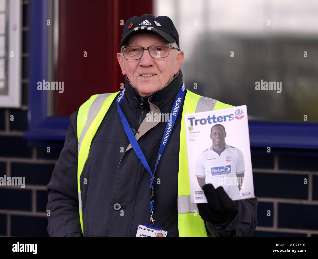 Programme seller outside ground sky bet championship match stadium hi ...