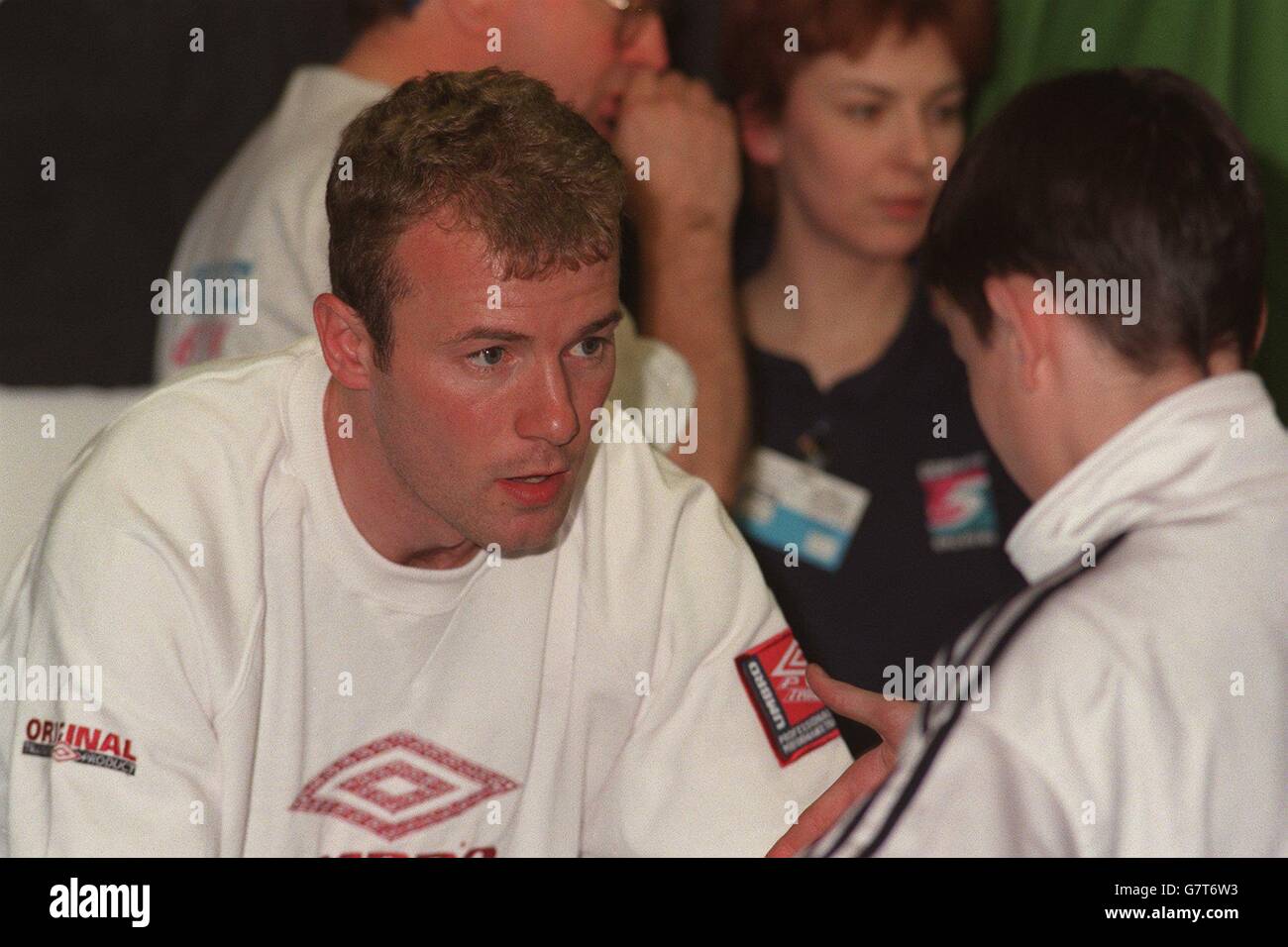 Alan Shearer signs autographs at the Match of the Day Exhibition Stock ...