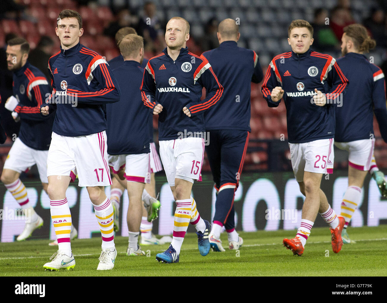 Scotland's Andrew Robertson ((left), Steven Naismith (middle) and James ...