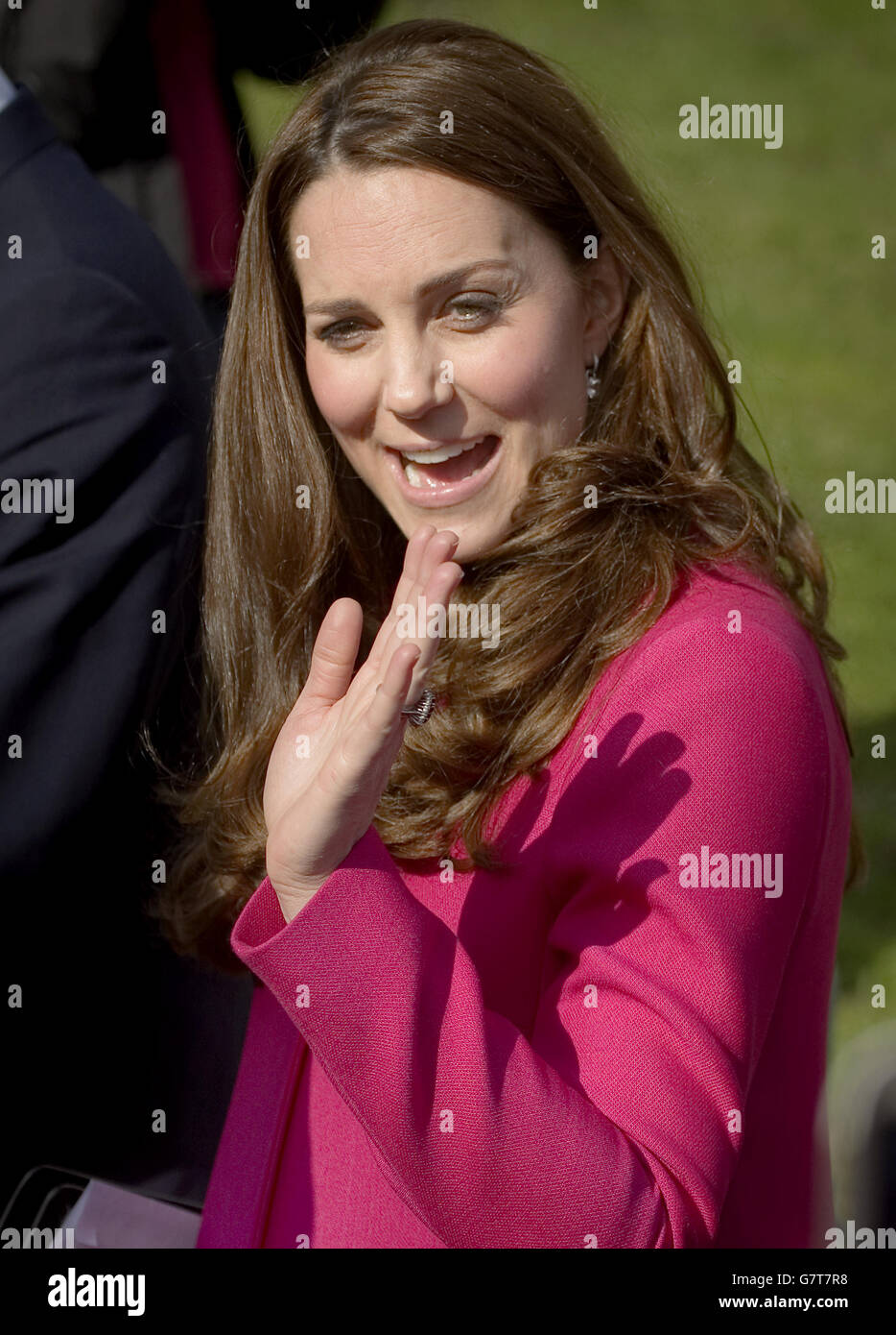 The Duchess of Cambridge arrives for her visit to the XLP community bus ...