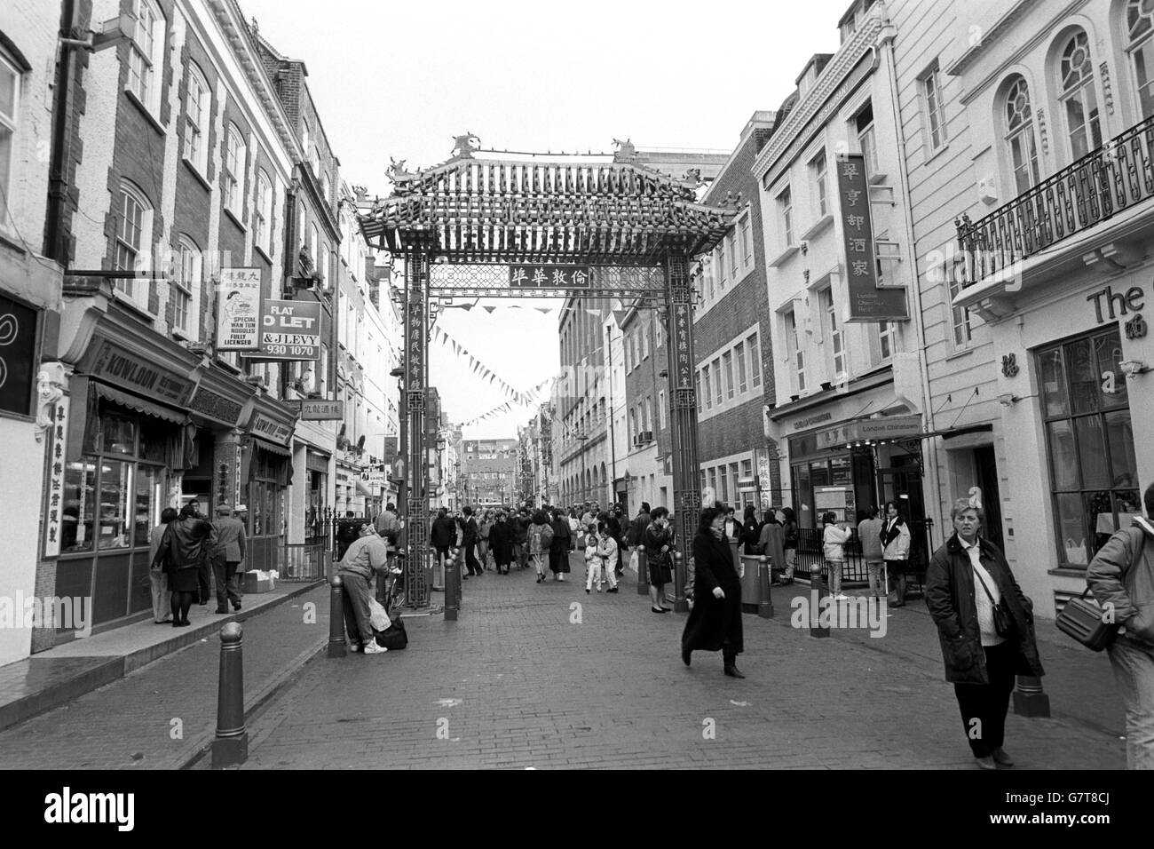 A view down Gerrard Street, also known as Chinatown, in Soho, London ...