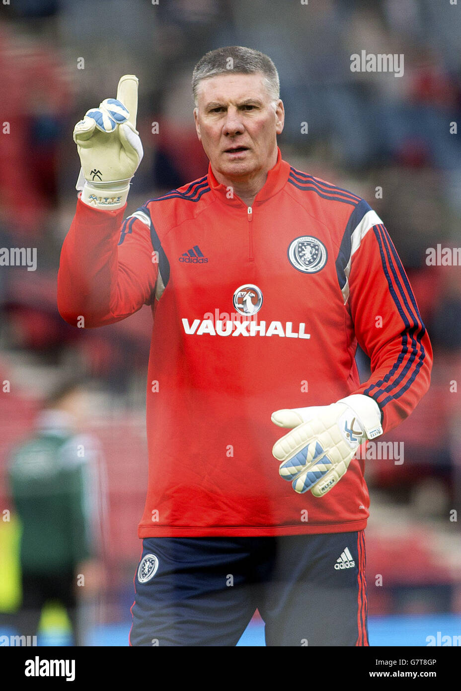 Scotland's goal keeping coach Jim Stewart prepares his goal keepers for ...