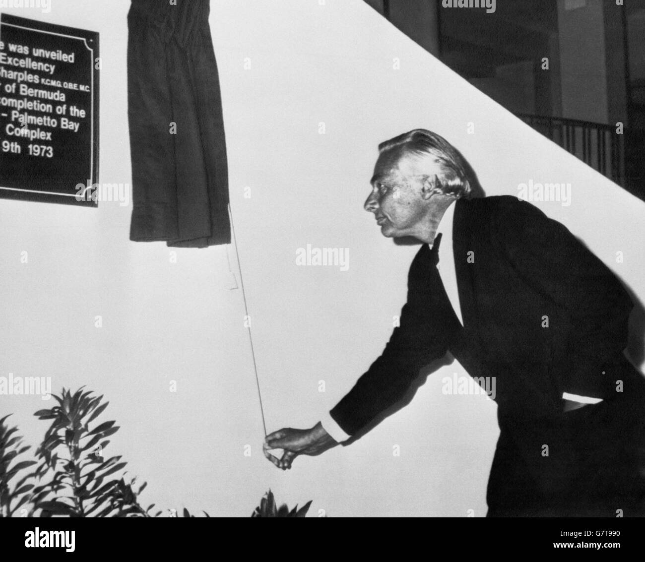 Sir Richard Sharples, performing his last official duty as Governor of ...