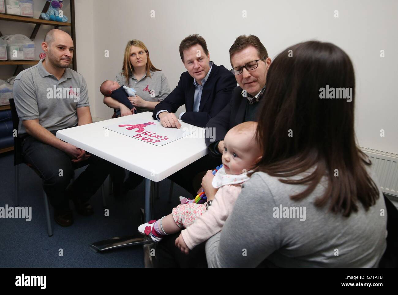 Liberal Democrat leader Nick Clegg alongside Mark Hunter as they meet ...
