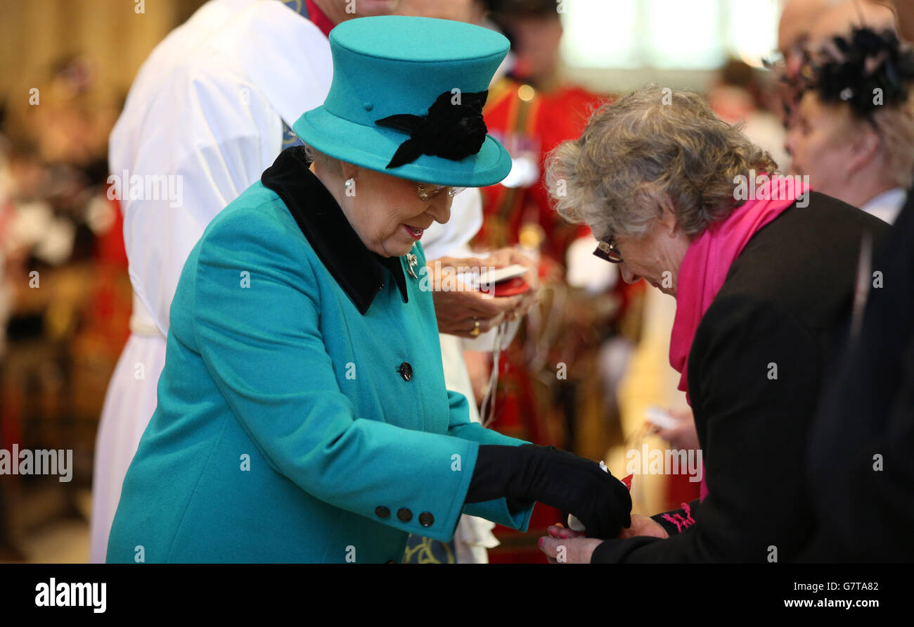 Queen Elizabeth II gives out Royal Maundy money, at Sheffield Cathedral ...