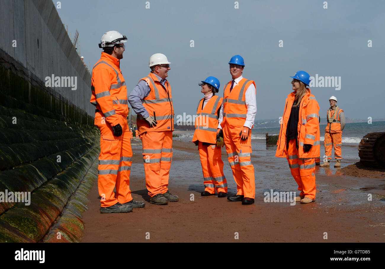 Prime Minister David Cameron meets construction workers at Dawlish in ...