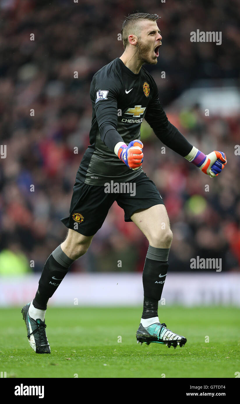 Manchester United's keeper David De Gea celebrates the 3rd goal against ...