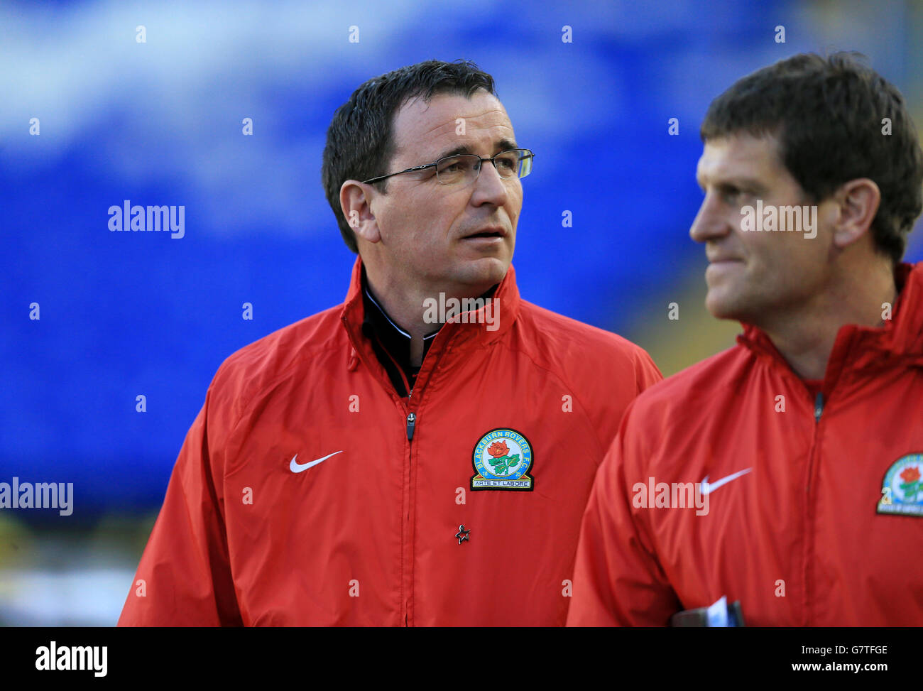 Blackburn Rovers manager Gary Bowyer (centre) and first team coach ...