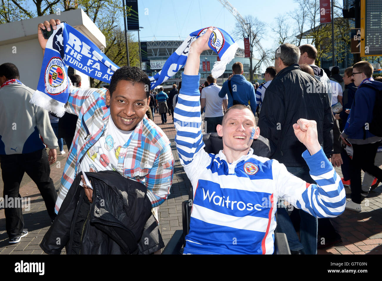 Reading fans show support for their team outside Wembley before the FA ...