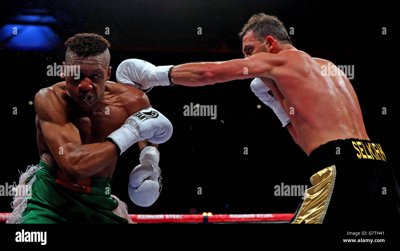 Boxing - Liverpool Echo Arena. Joe Selkirk (right) and Yuir Pompilio ...