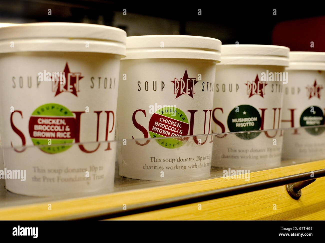 Stock photo of Pret A Manger food items on display in a Pret cafe ...