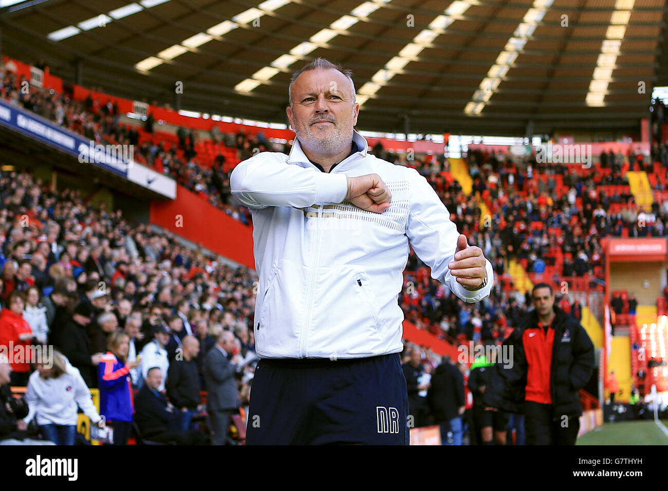 Leeds United manager Neil Redfearn acknowledges the travelling support ...