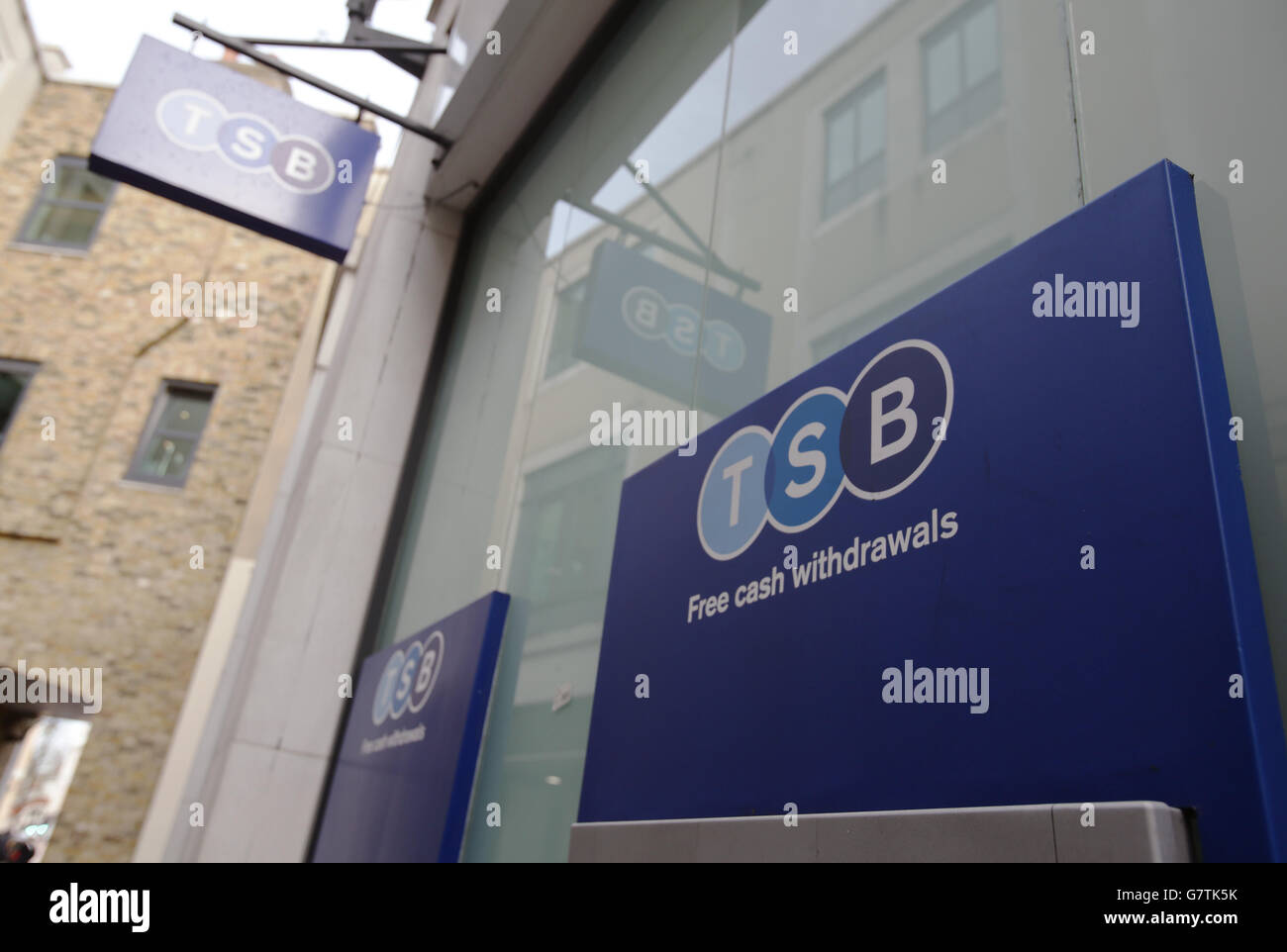 The signs outside a branch of TSB bank in Greenwich, London. PRESS ...