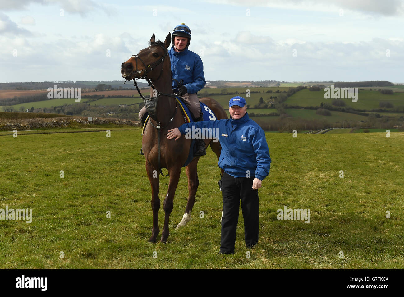 Trainer Jonjo O'Neill (right) with Shutthefrontdoor and stable lad Alan ...