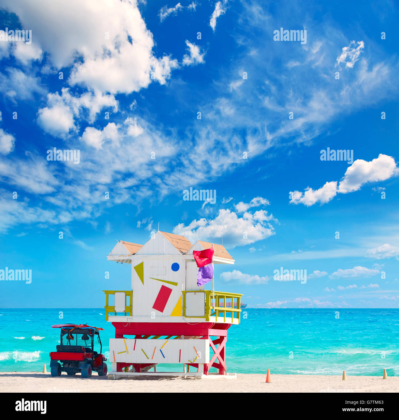 Miami beach baywatch tower in south beach of Florida USA Stock Photo ...