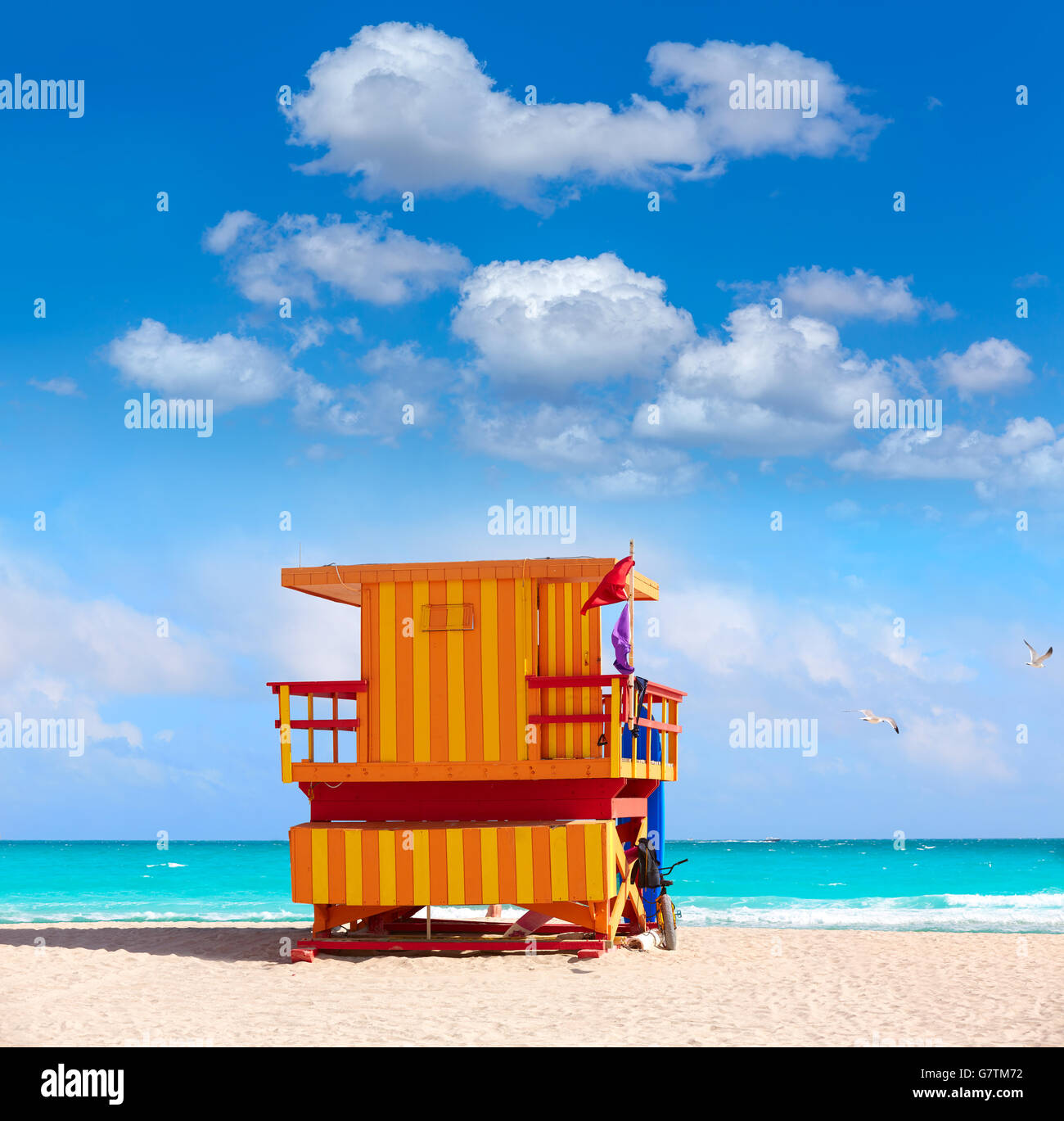 Miami beach baywatch tower in south beach of Florida USA Stock Photo ...