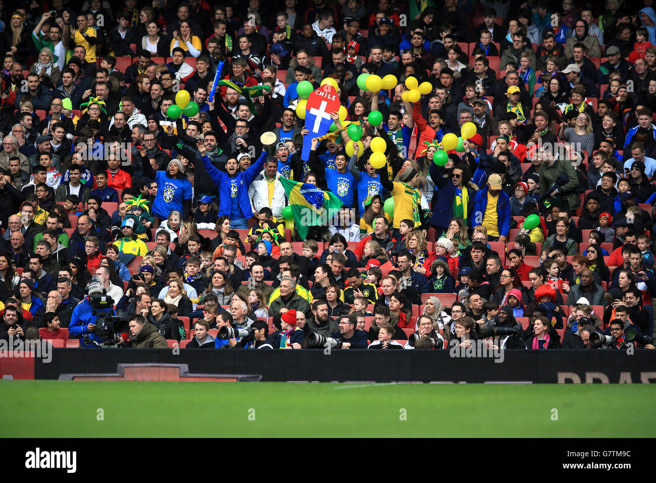 Brazil supporters in the stands at the Emirates Stadium Stock Photo - Alamy