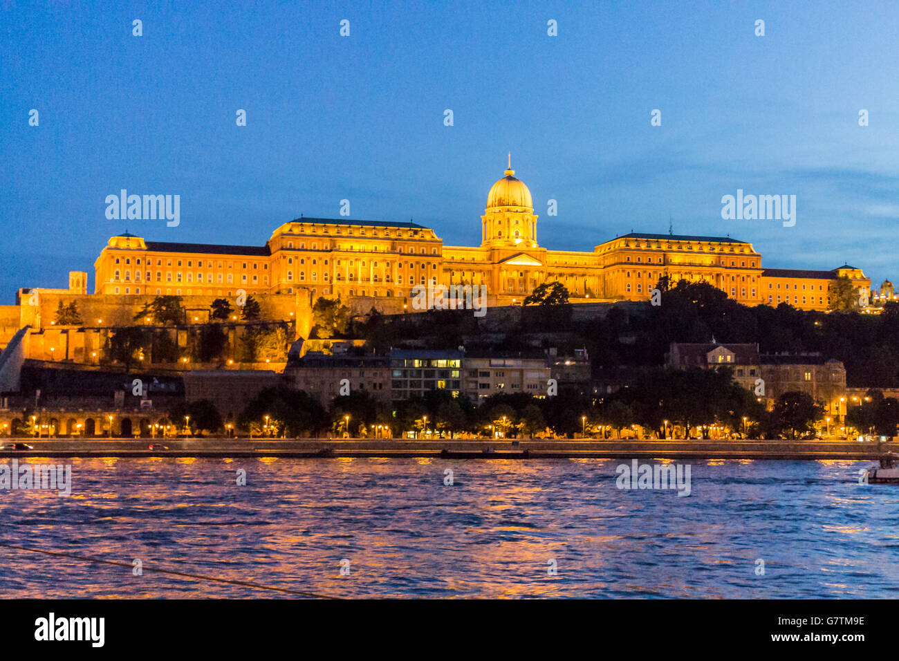 Buda Castle Night Danube River Budapest Hungary Stock Photo - Alamy