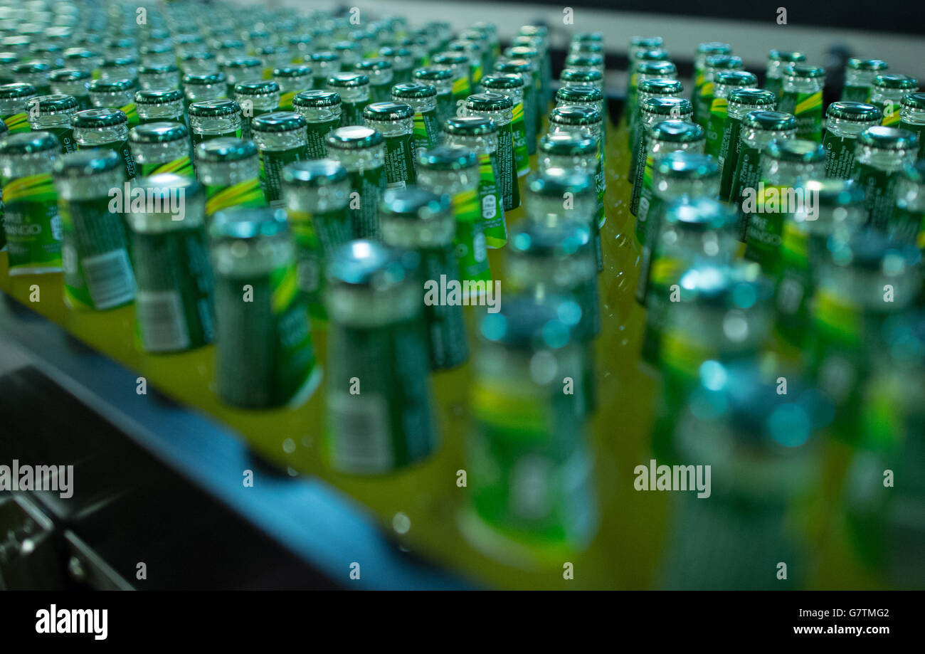 Bottled drinks at the Britvic factory in Pudsey, West Yorkshire Stock ...
