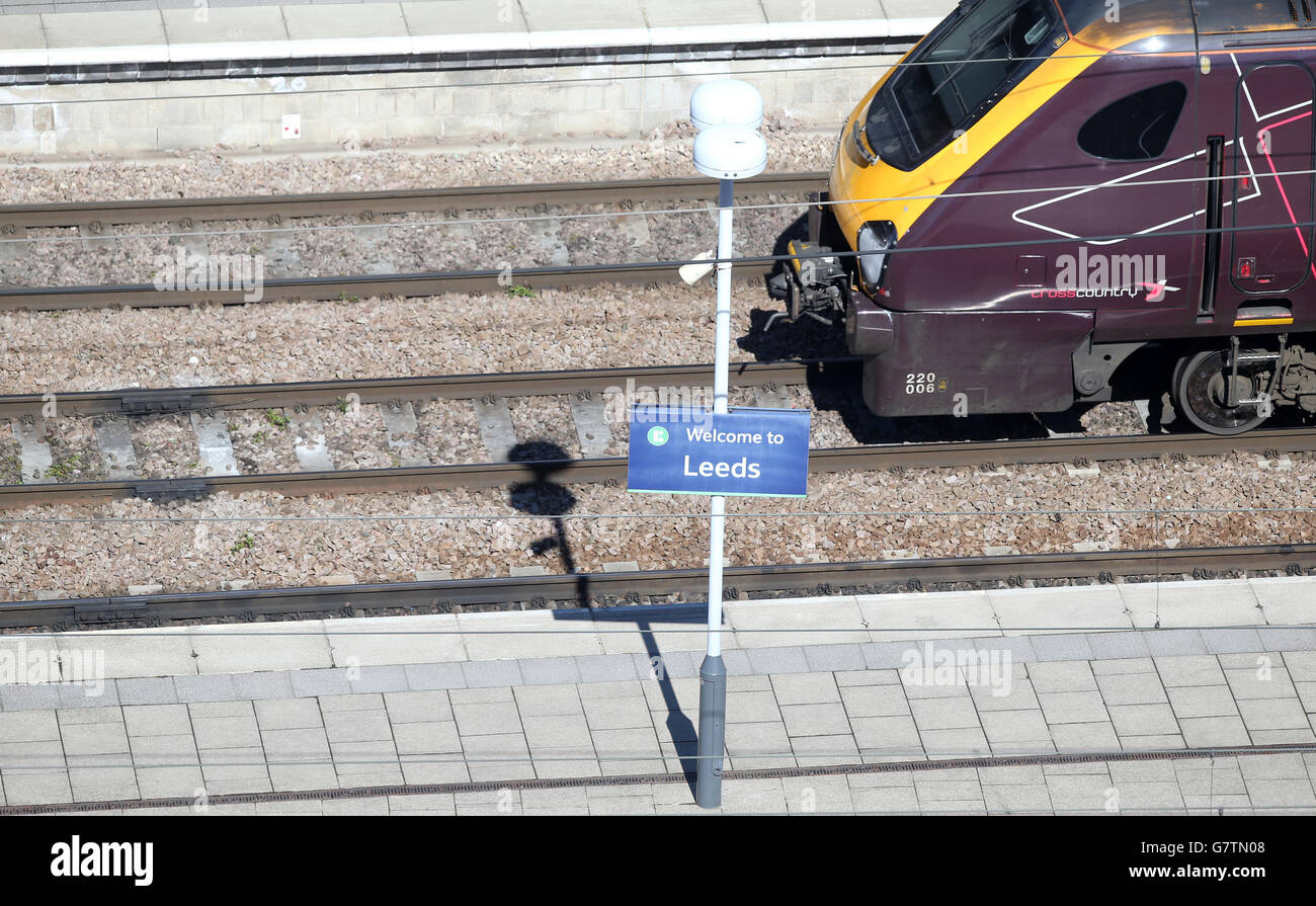 A general view of a CrossCountry train owned by Arriva, at Leeds ...