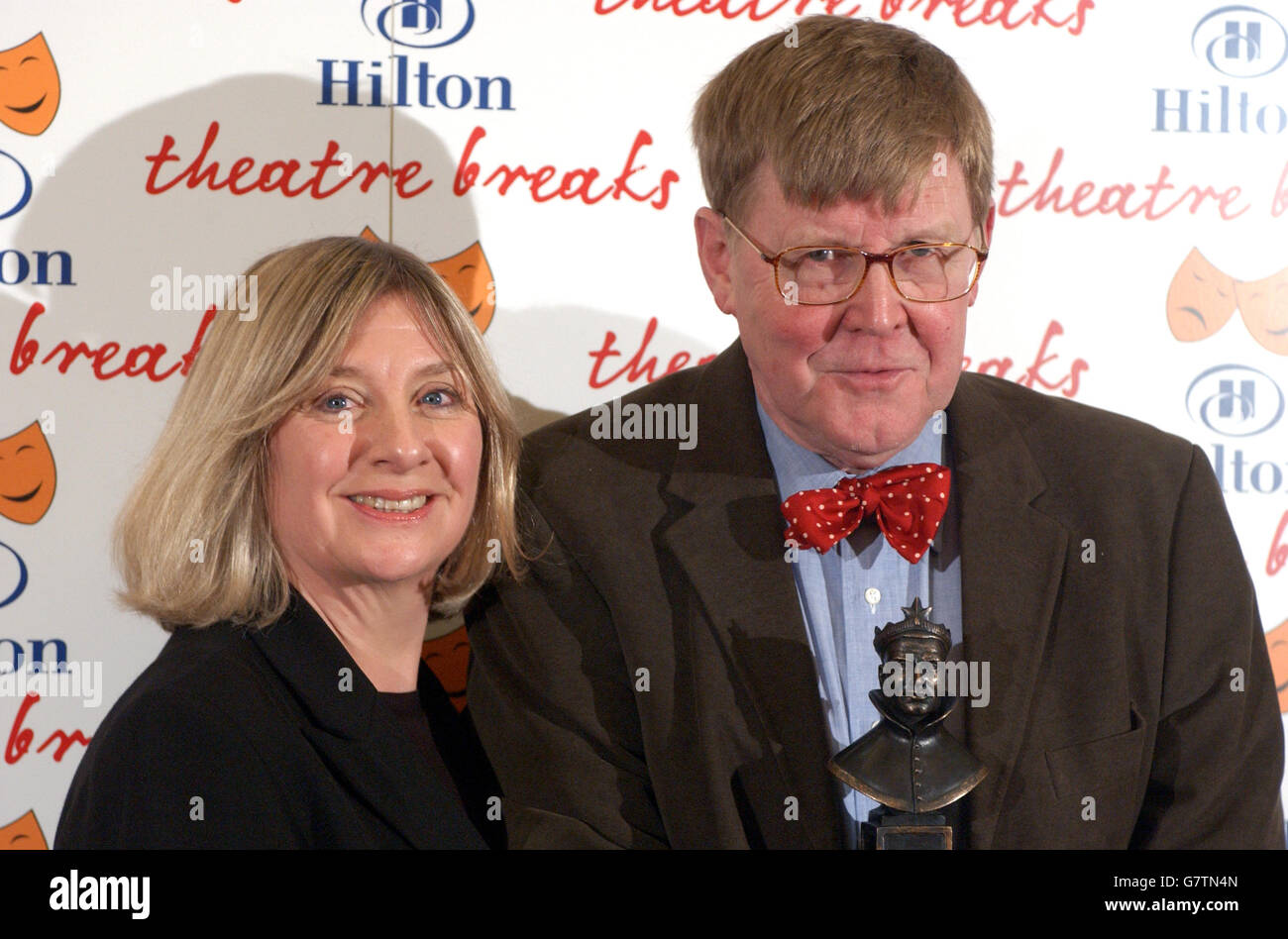 Playwright Alan Bennett receives his award from Victoria Wood for ...